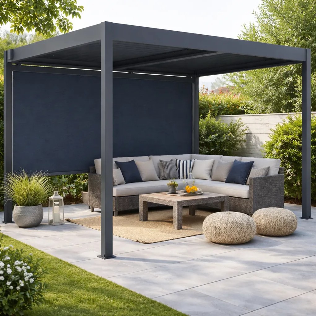 Boční zástěna pro bioklimatickou pergolu BestBerg BBP-W370 / 370 × 204 cm / šedá