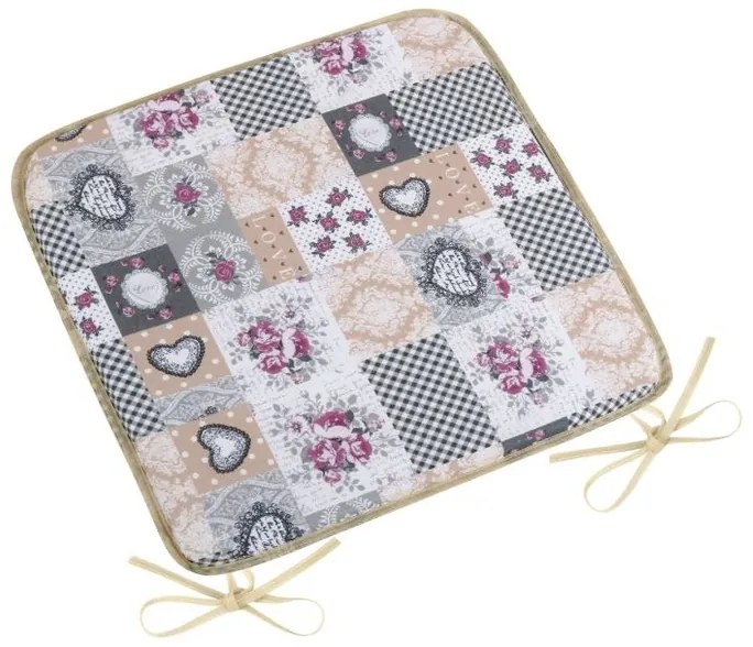 Bellatex Sedák DITA hladký 40x40 cm hladký Patchwork love vínová, šedá