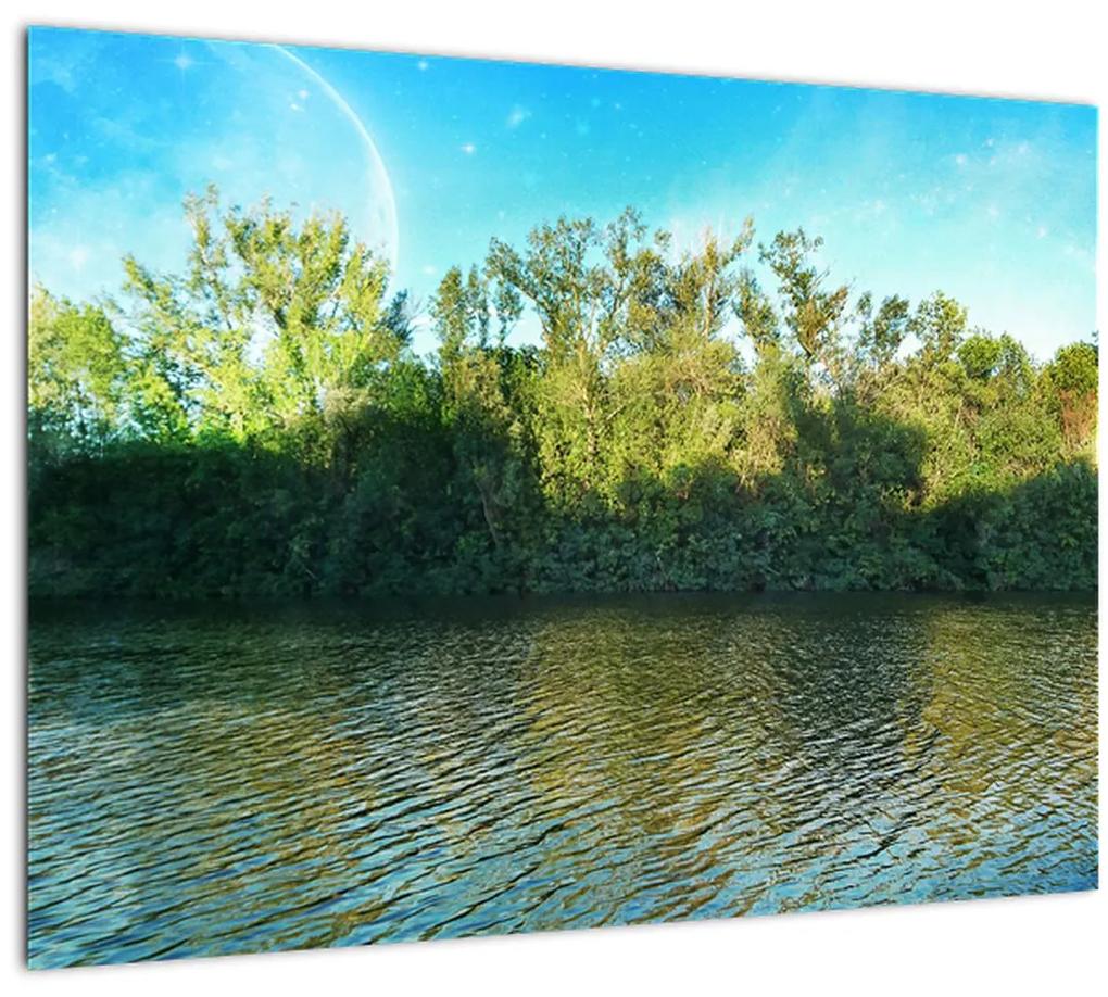 Skleněný obraz - jezero (70x50 cm)
