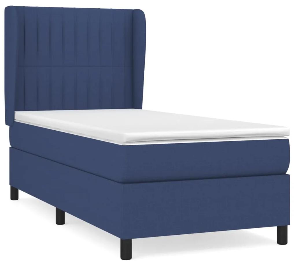 Box spring postel s matrací modrá 90x190 cm textil,  3128091