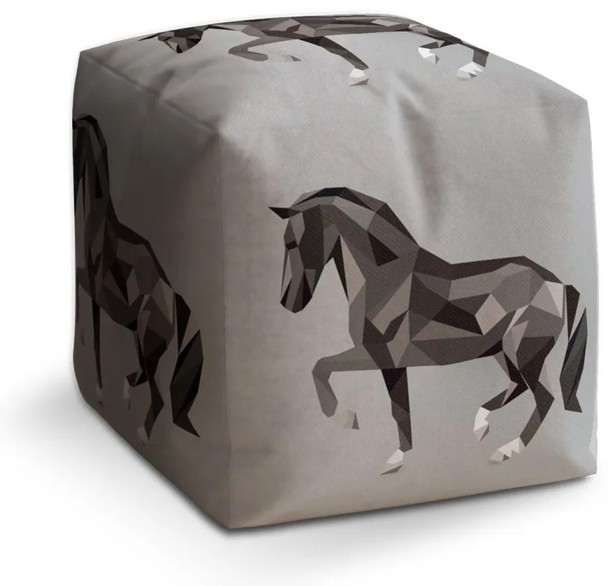 Taburet Cube kůň, šedá