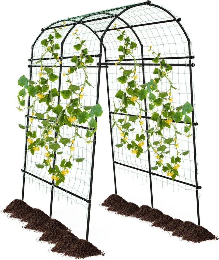 Costway 230 cm vysoký zahradní oblouk pro popínavé rostliny s šplhací pomůckou