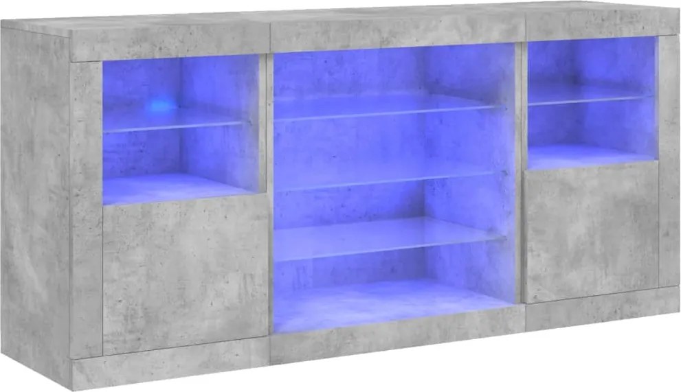 Příborník s LED osvětlením betonově šedý 142,5 x 37 x 67 cm 3209089