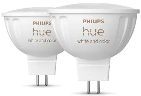 Philips Hue Smart žárovky - Chytrá LED žárovka GU5,3, MR16, 6,3 W, stmívatelná, bílé i barevné světlo, 2 ks 929003575302