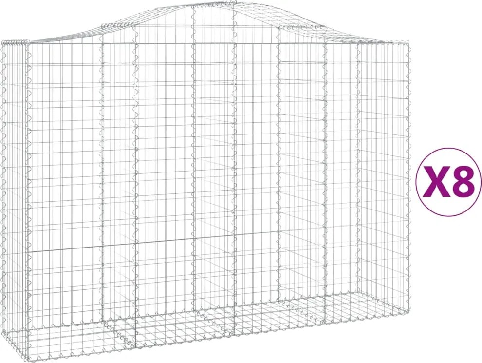 Klenuté gabionové koše 8 ks 200x50x140/160cm pozinkované železo 3145688