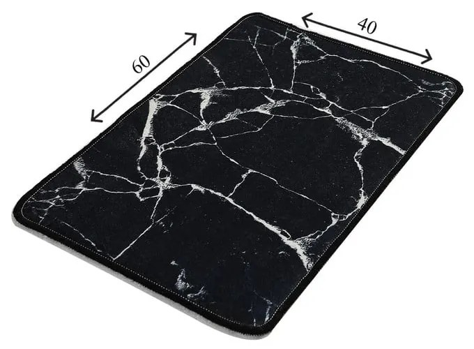 Černo-bílá koupelnová předložka s motivem mramoru Foutastic Marble, 60 x 40 cm