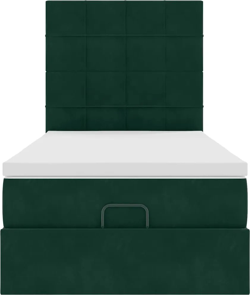 Osmanský rám postele s matracemi tmavě zelené 100x200cm samet 3313454