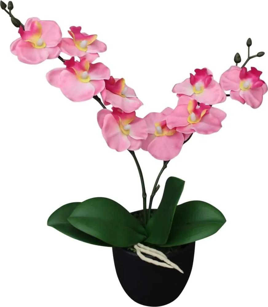 vidaXL Umělá rostlina orchidej s květináčem 30 cm [244422] Barva: Růžová
