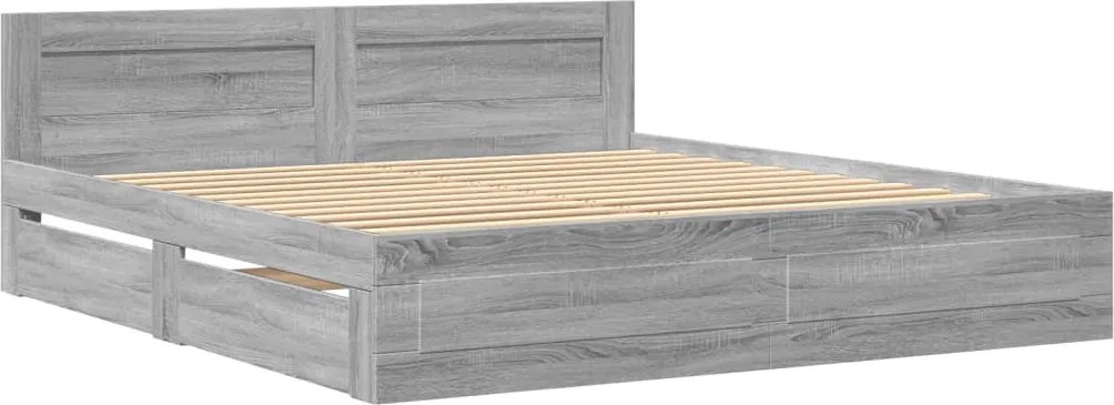 Rám postele s čelem šedý sonoma 200 x 200 cm kompozitní dřevo 3295539