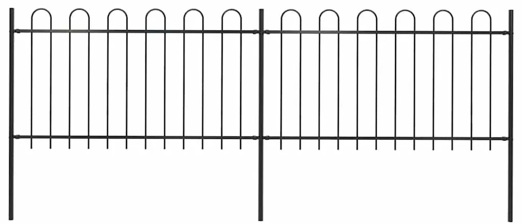 Zahradní plot s obloukem nahoře ocelový 337 x 100 cm černý 277657