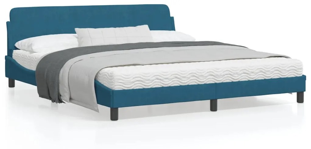 Rám postele s čelem tmavě modrý 180x200 cm samet - Default Title
