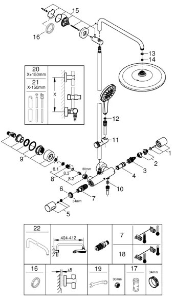 GROHE 26648000 - Sprchový systém RAINSHOWER SMARTACTIVE 310 450 mm lesklý chrom