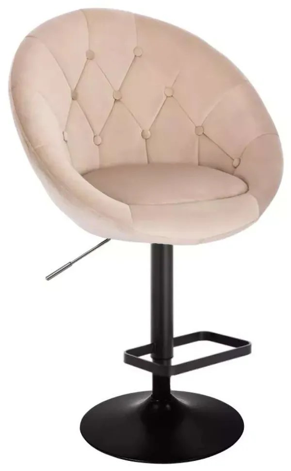 LuxuryForm DESIGN Barová židle VERA VELUR na černé kulaté podstavě - latte