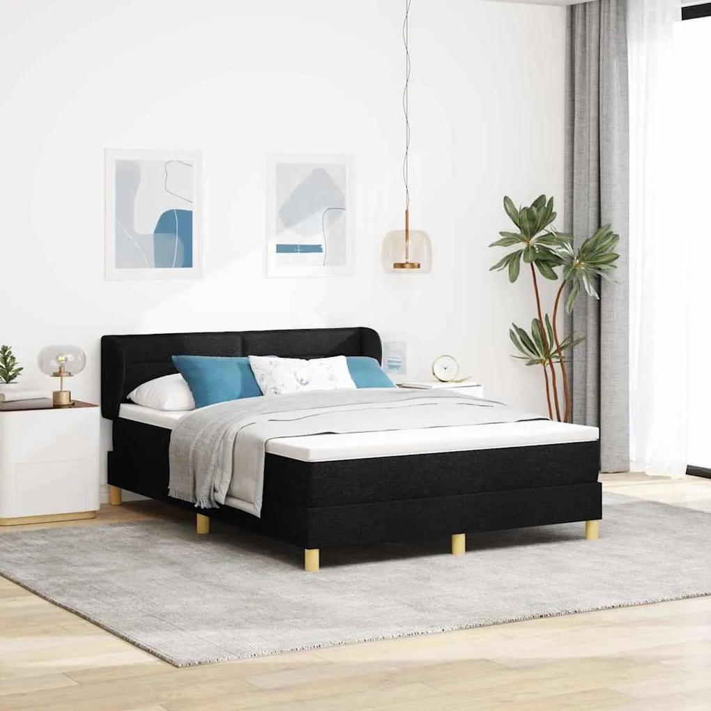 Postel s boxspringem s matrací s čelo Černá 140 x 200 cm textil 3340152