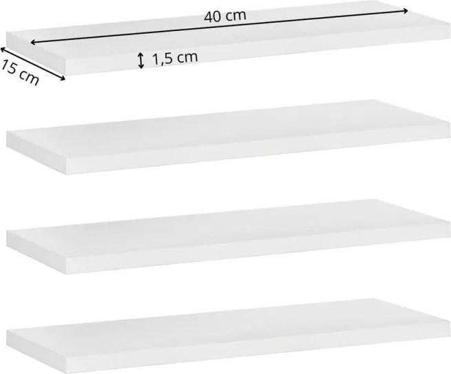 Police na zeď sada 4 ks SPRINGOS HF0052 bílé