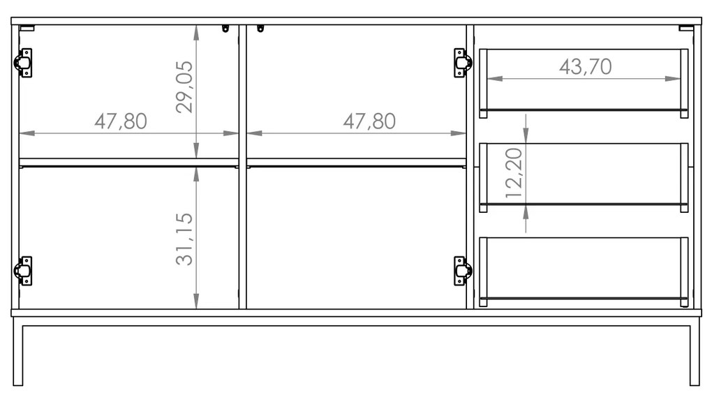 Gib Meble Komoda Querty K2D3SZ Barva: Hickory