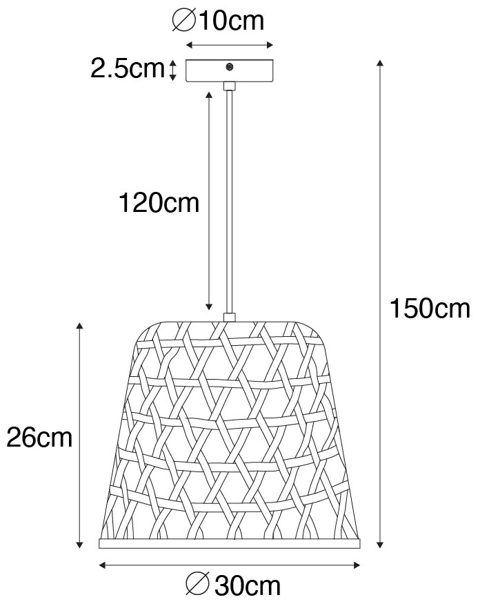 Orientální závěsné svítidlo černé s bambusovou - Rayan