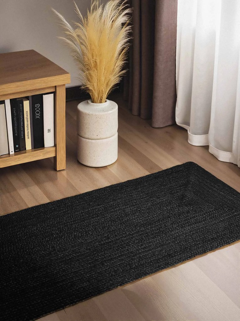 Hanse Home, Koberec běhoun Juno 106324 Black, 80x200, černá, chodba / předsíň
