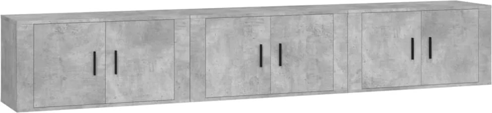 Nástěnné TV skříňky 3 ks betonově šedé 80 x 34,5 x 40 cm 3188362