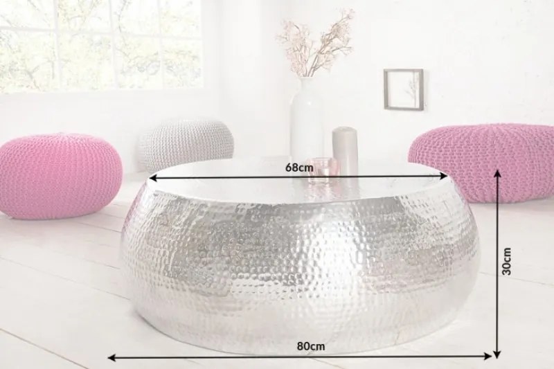 Konferenční stolek Orient 80cm stříbrný / 38396