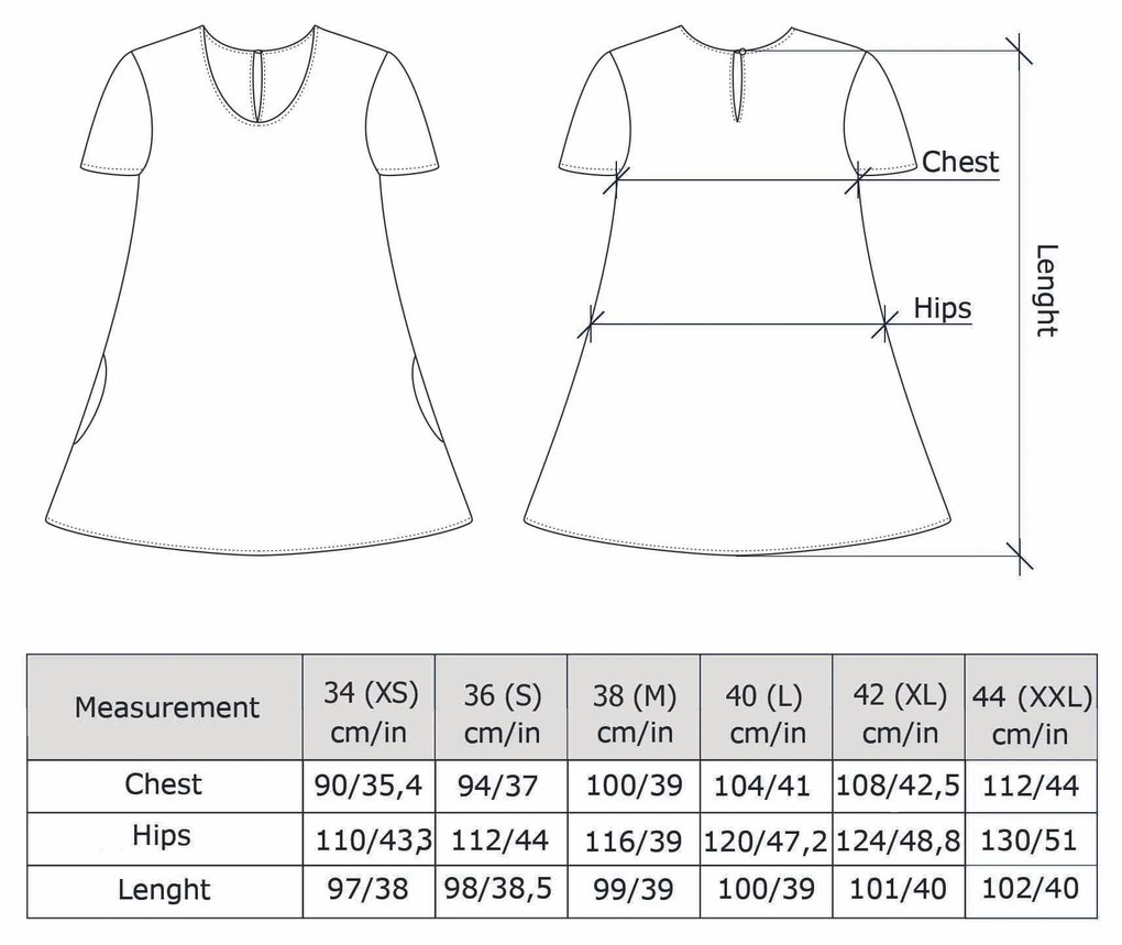 Lenbutik Lněné šaty Vincent Van Gogh Mandlový květ Velikost: EU 34