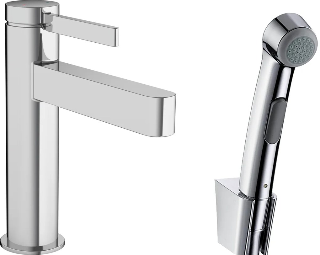 Hansgrohe Finoris - Páková umyvadlová baterie 110 s ruční sprchou Bidette a sprchovou hadicí 160 cm, chrom 76210000