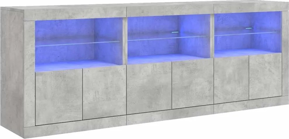 Příborník s LED osvětlením betonově šedý 181,5 x 37 x 67 cm 3209005