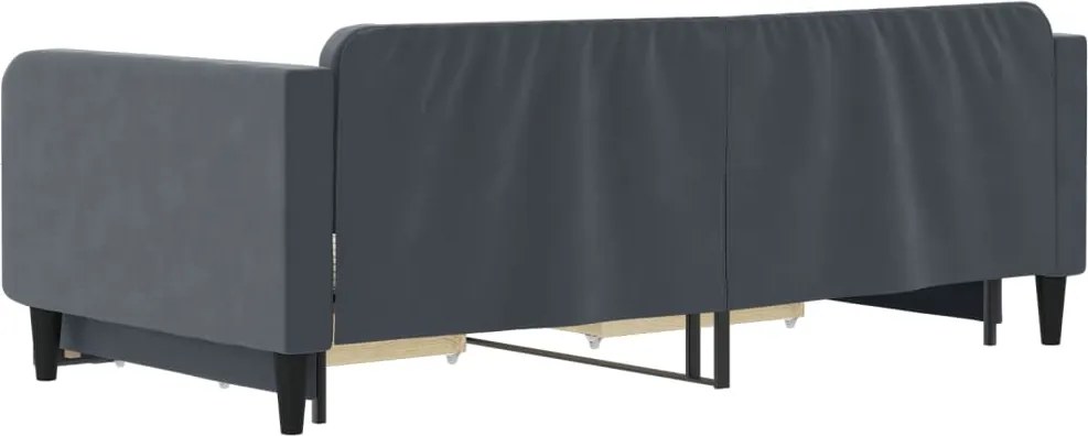 Válenda s přistýlkou a zásuvkami tmavě šedá 100 x 200 cm samet 3197119