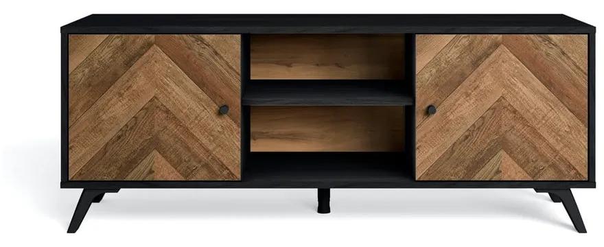 Černý TV stolek v dekoru ořechu 136x53 cm Chevrons - Marckeric