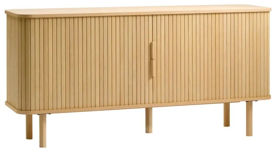 Nízká komoda v dekoru dubu s posuvnými dveřmi v přírodní barvě 76x160 cm Cavo – Unique Furniture