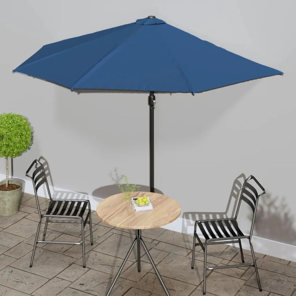 vidaXL Marketos Slunečník na balkon hliníková tyč modrý 300x155x223 cm půlkruh