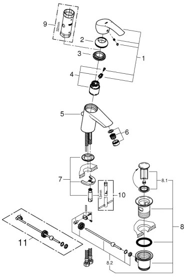 GROHE 33265002 - Umyvadlová baterie EUROSMART DN 15 velikost S lesklý chrom