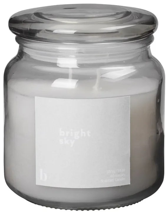 Broste Vonná svíčka Bright Sky 395 g, šedá barva, sklo, vosk