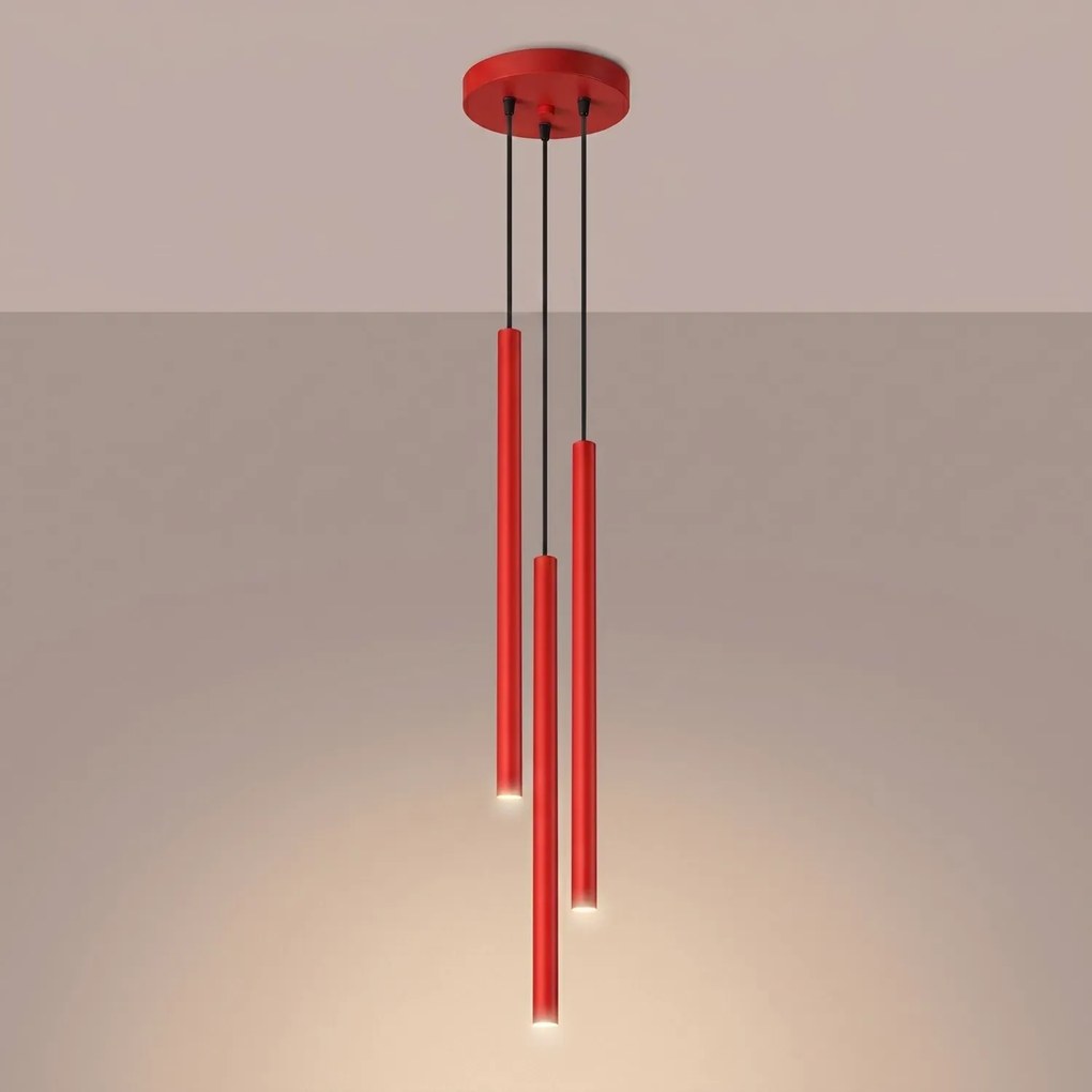 Sollux Lighting Závěsné svítidlo PASTELO 3P červené