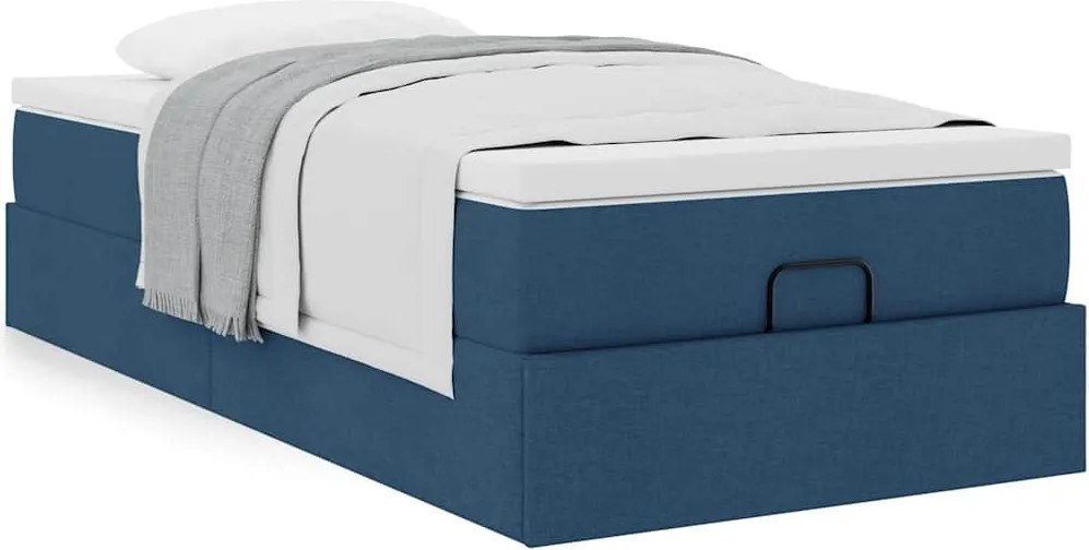Osmanský rám postele s matrací modrá 100x200cm textil 3311091