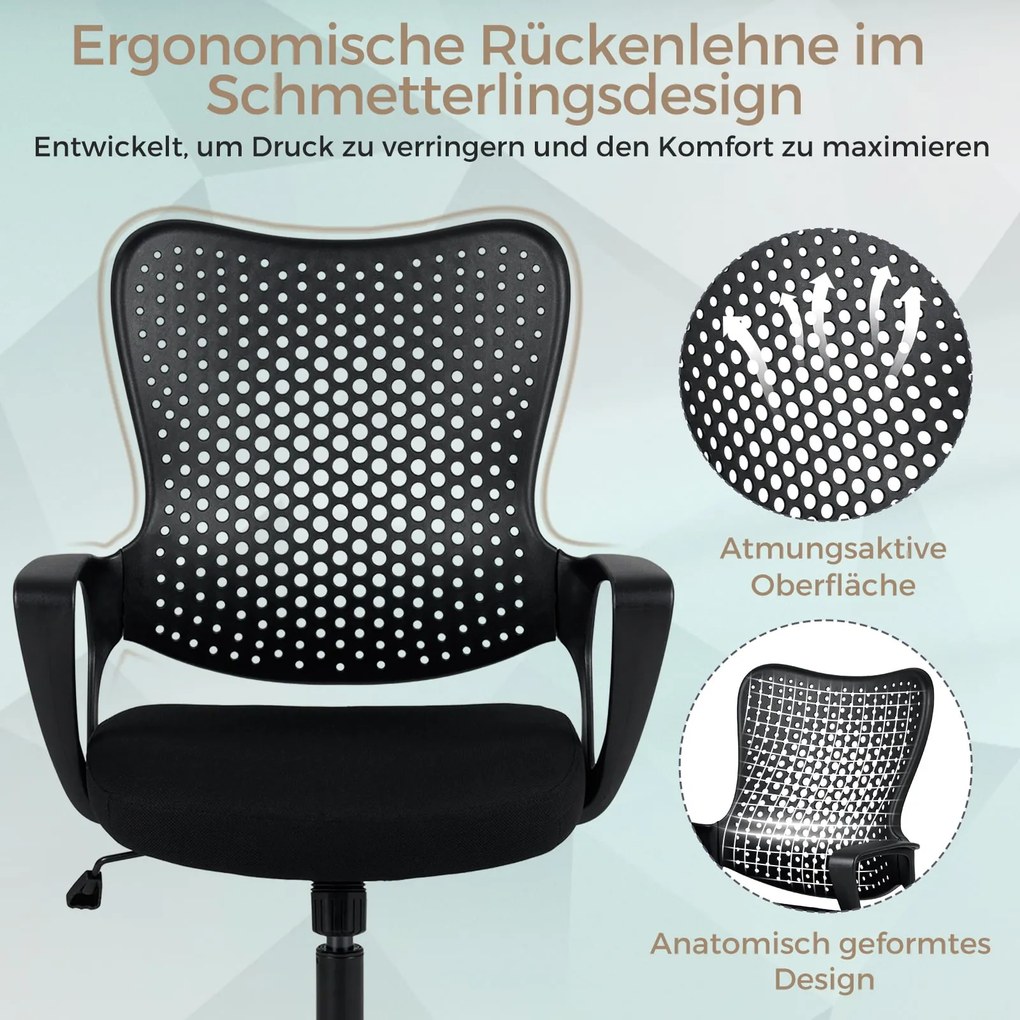 Costway Ergonomická kancelářská židle s prodyšným síťovaným opěradlem, otočná