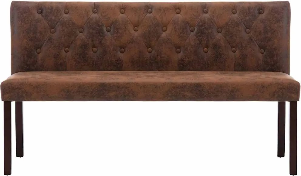 Lavice 148,5 cm hnědá umělá semišová kůže 288571