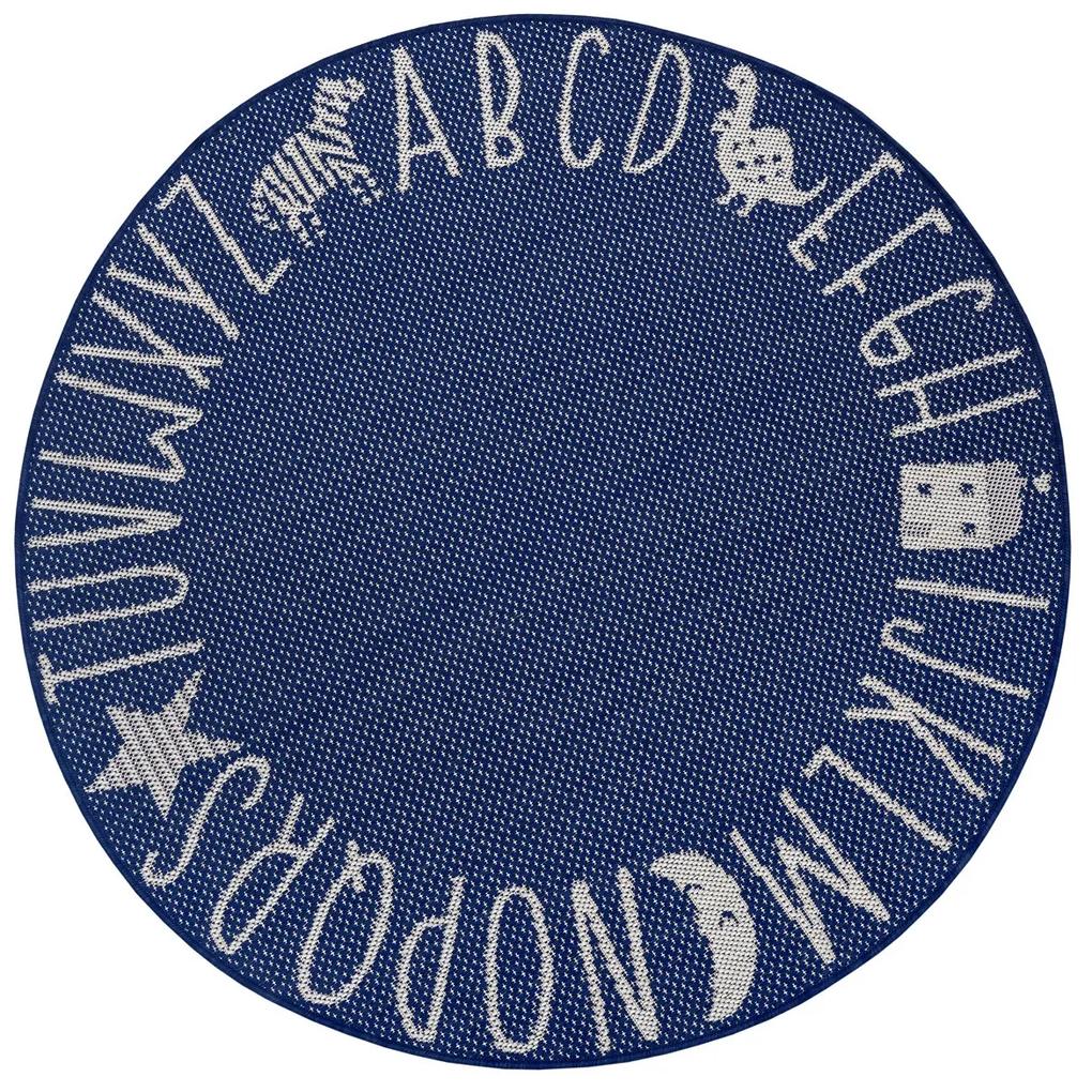 Hanse Home Collection koberce Dětský kusový koberec Flatweave 104886 Blue/Cream kruh - 160x160 (průměr) kruh cm