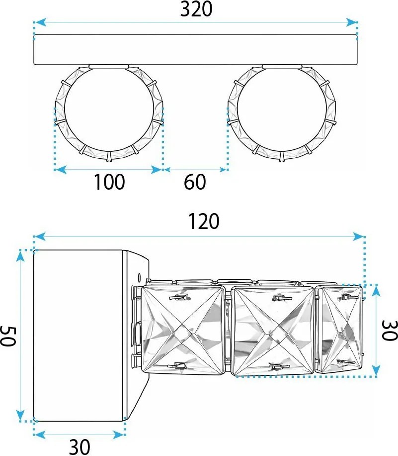 Toolight APP1936-2W, nástěnná LED svítilna, 320 mm, chromová, OSW-66070