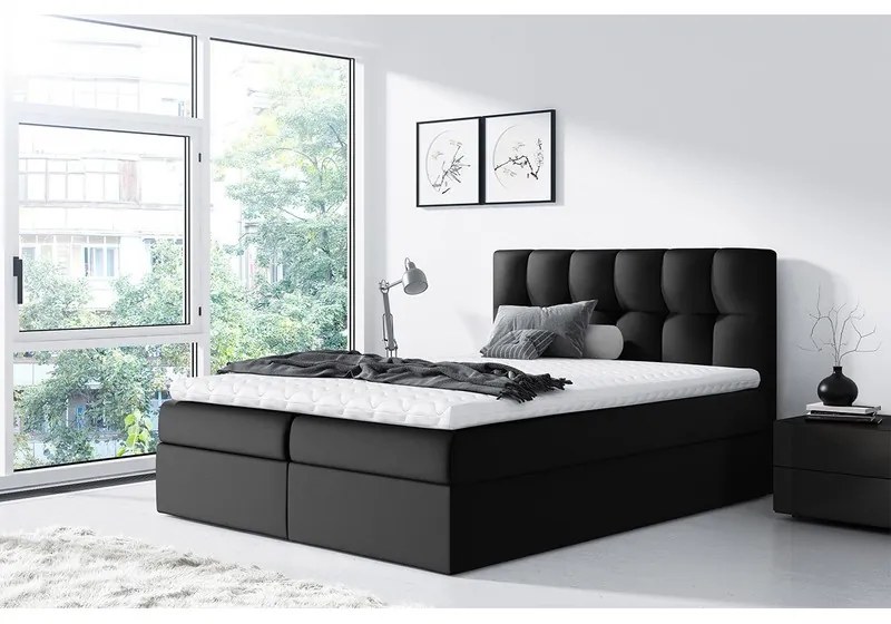 Kontinentální postel Rdest, Rozměr postele: 120x200, Barva:: ekokůže Soft 011 (černá)