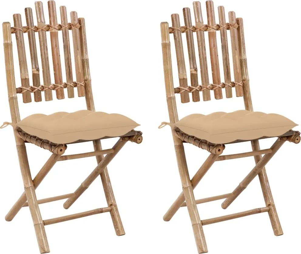 vidaXL Skládací zahradní židle s poduškami 2 ks bambus [3064002] Barva: Modrá