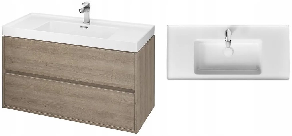 Cersanit Crea, závěsná skříňka s umyvadlem 100cm, set B117, dub, S801-290