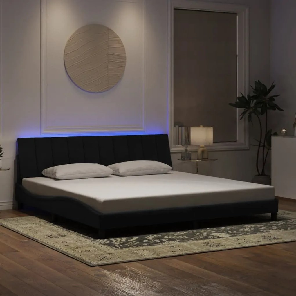 Rám postele s LED osvětlením bez matrace Hanko černý 200 x 200 cm samet 3213801