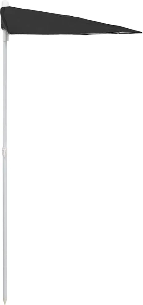 Zahradní půlkruhový slunečník s tyčí 180 x 90 cm černý 315565