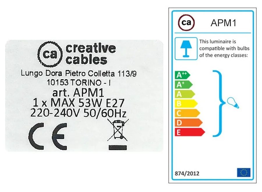 creative cables Fermaluce monochrome s objímkou E27 se závitem, kovové nástěnné nebo stropní svítidlo Barva: Černá