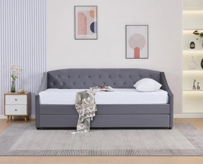 Rozkládací postel 90x200, šedá, ALODA Kondela 0000399617