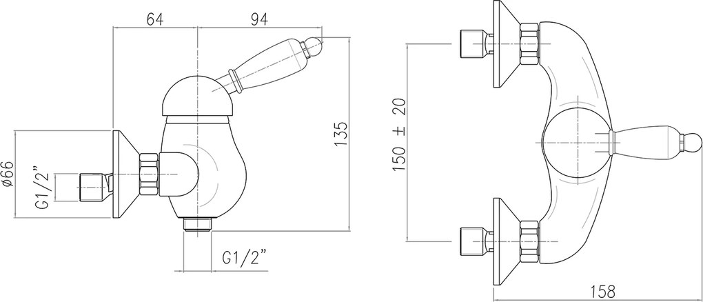 Sapho Kirké White KI11BC sprchová baterie nástěnná 150 mm páková