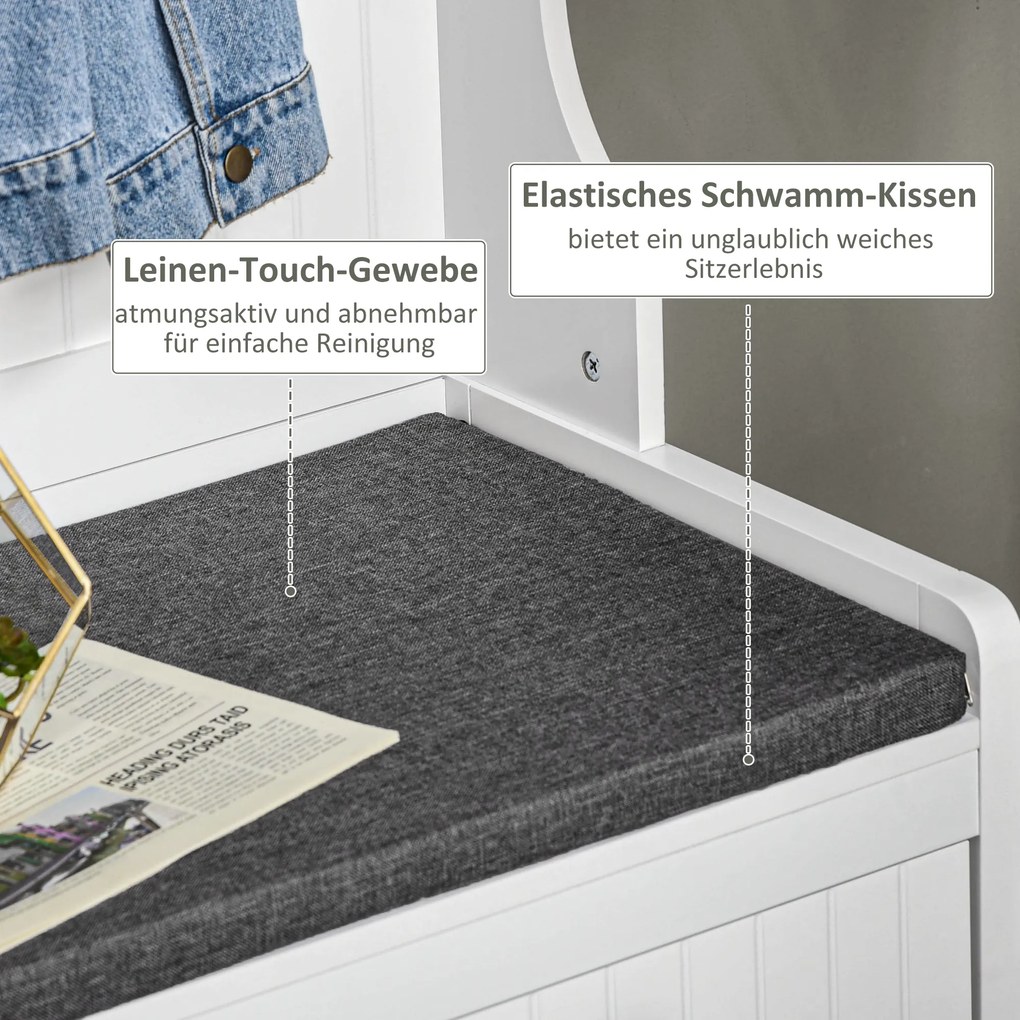HOMCOM 2-in-1 Stojan na kabáty, Clothes Rack se 4 háčky, Skříňka s botníkem a policemi, Stojan na kabáty s protišmykovou ochrany, do předsíně, chodby…