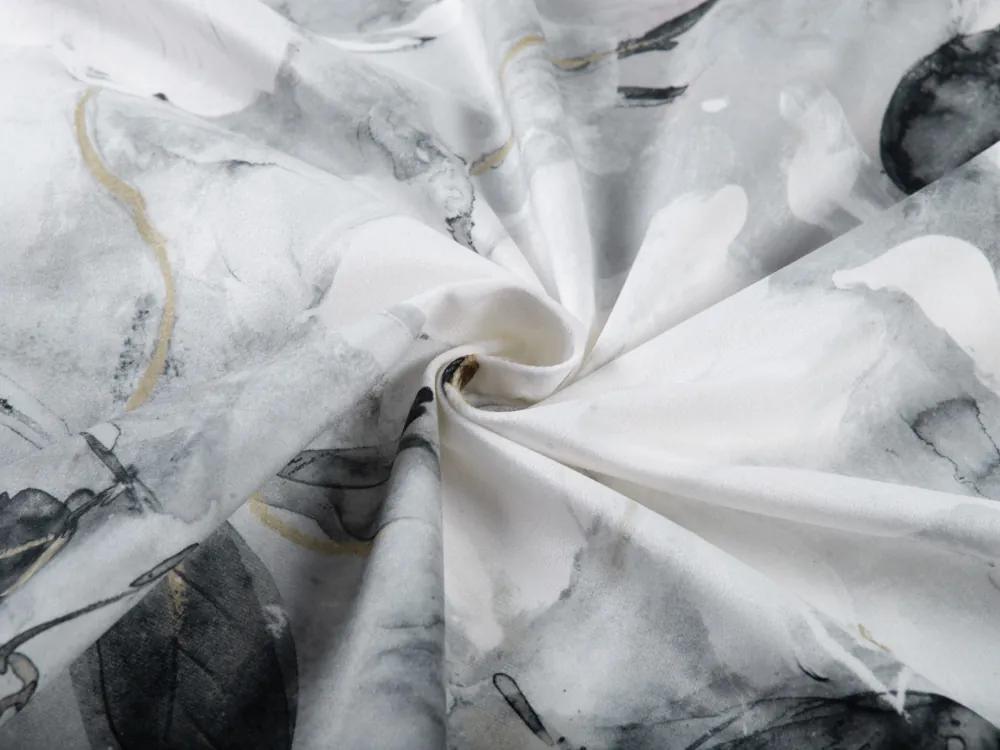 Biante Sametový povlak na polštář s lemem Tamara TMR-006 Designové květiny na šedém 45 x 45 cm