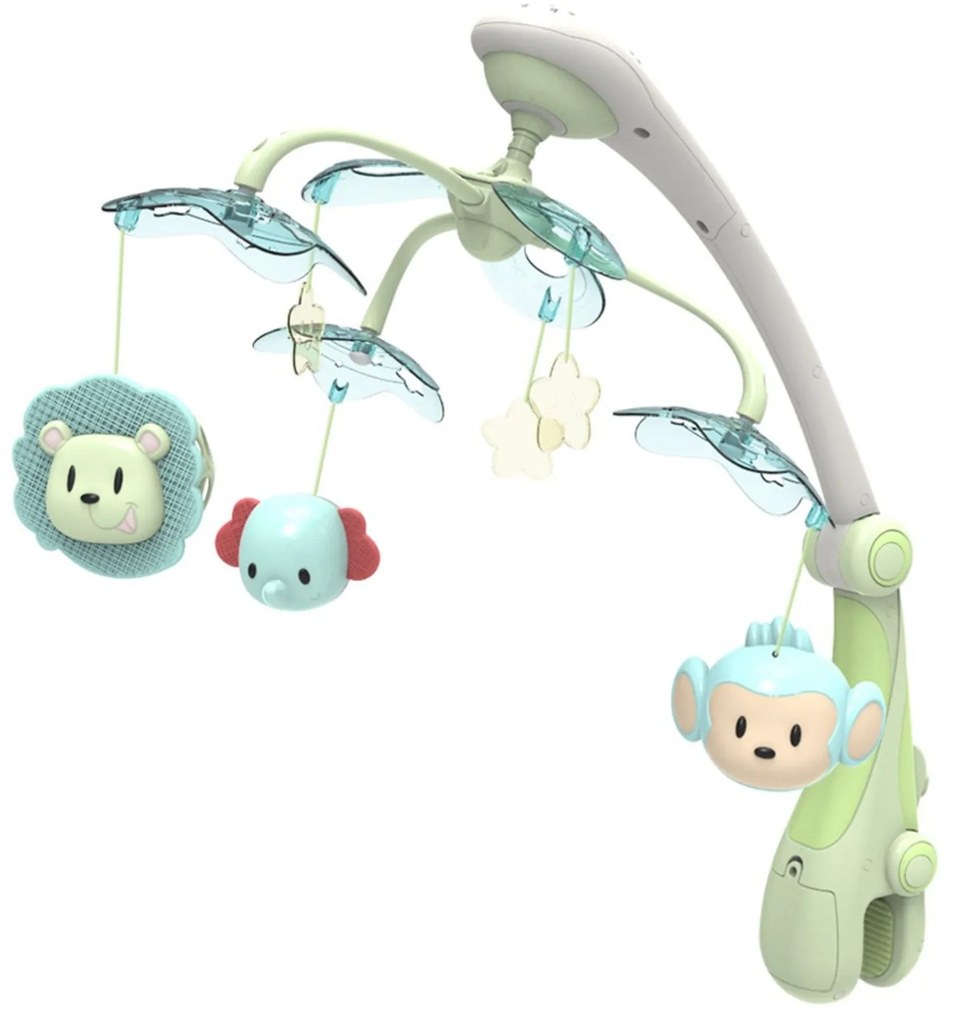 Kolotoč nad postýlku se světelným projektorem Baby Mix safari zelený